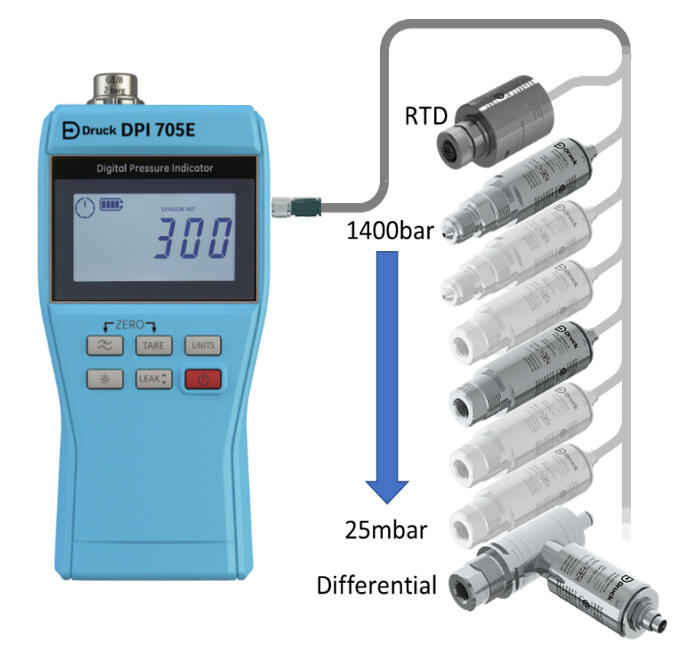 Druck DPI705E Portabel Trykktester 2 barg, Std. Nøyaktighet, Neg ...